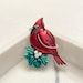Winter Red Cardinal Rhinestone Bird Brooch Enamel Pin Christmas Holiday ...