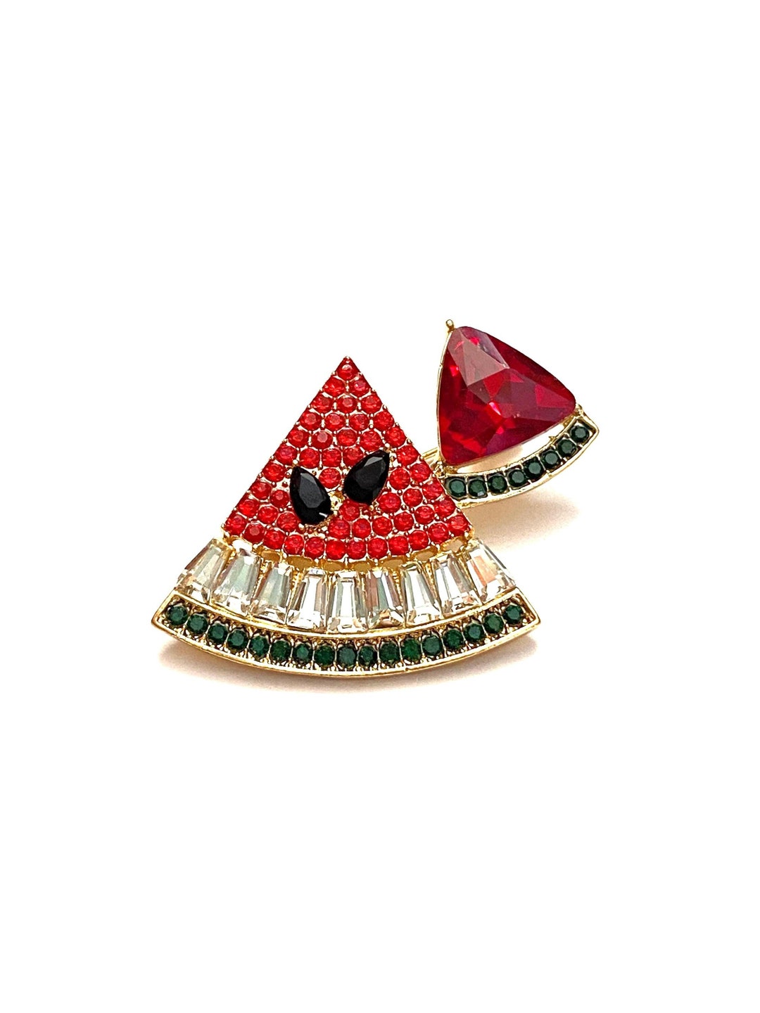 Rhinestone Watermelon Slice Sweet Summer Brooch Lapel Pin Jewelry ...