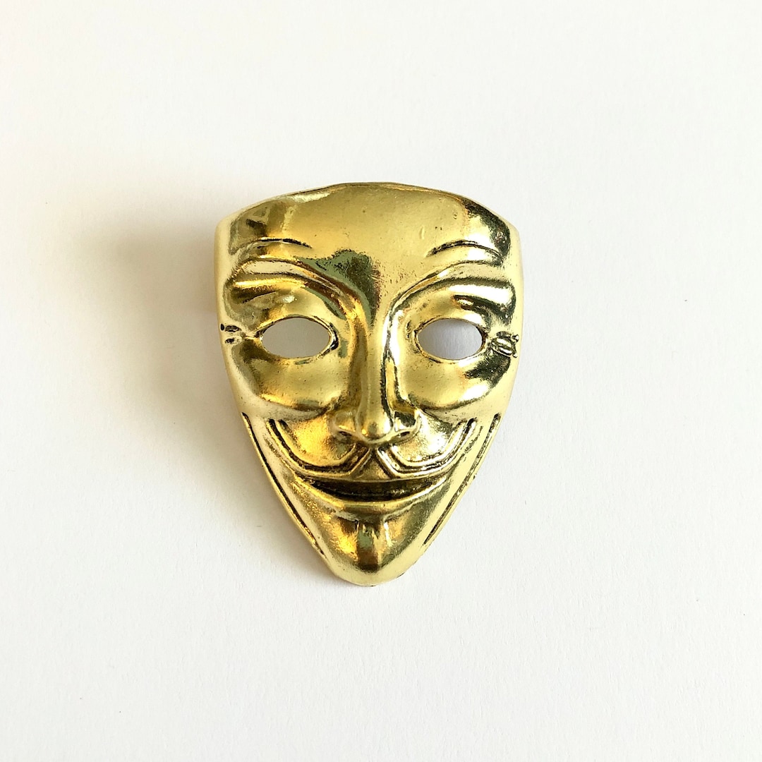 Gold-tone Smile Drama Mysterious Dance Mask Brooch French Quarter New ...