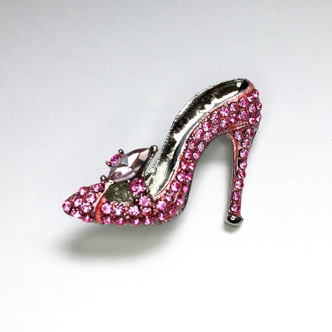 Pink Rhinestone Princess High Heels Shoes Pin Brooch Jewelry Gift ...