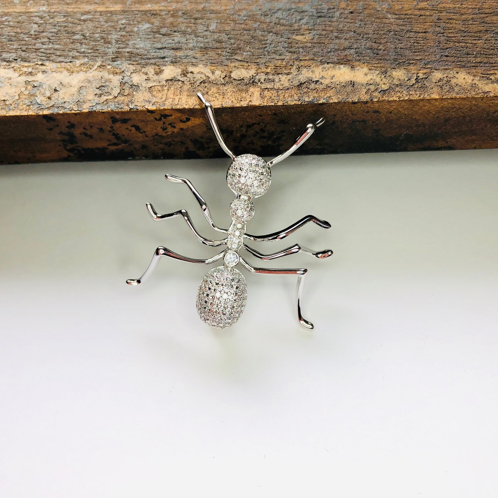 Silver-tone Adorable CZ Cubic Zircon Crystal Ant Sparkly - Etsy