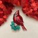 Winter Red Cardinal Rhinestone Bird Brooch Enamel Pin Christmas Holiday ...