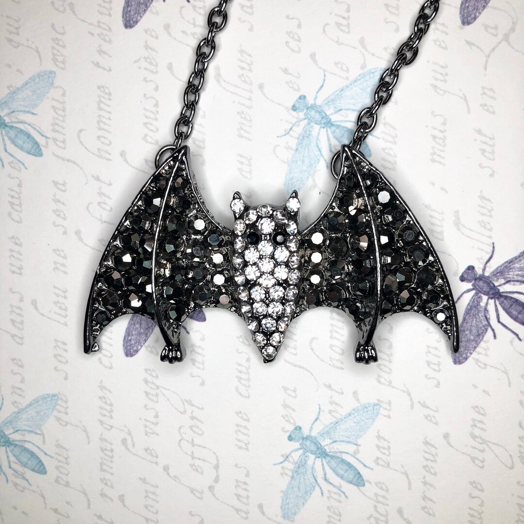 Black & White Rhinestone Bat Vampire Shiny Animal Halloween Large ...