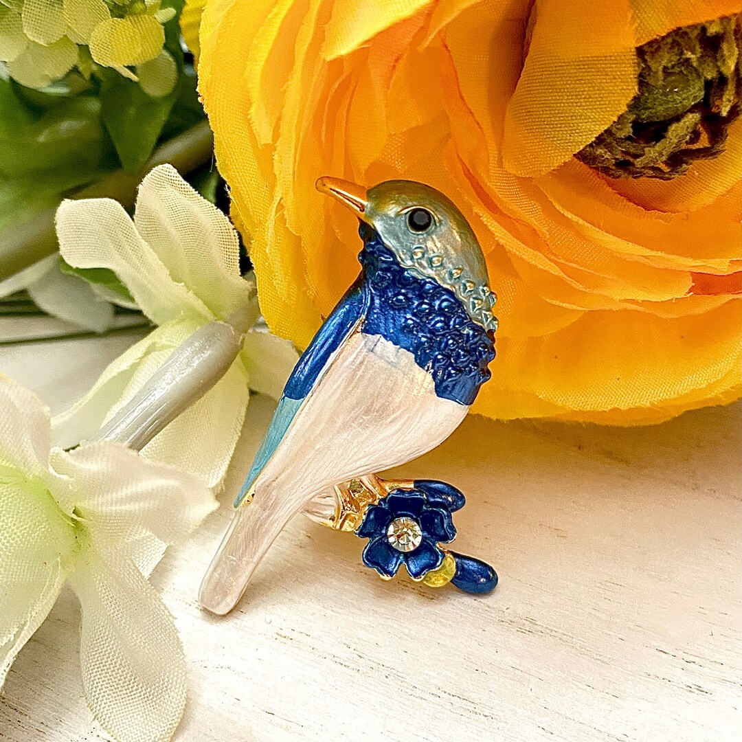 Adorable Blue Bird Brooch Pin Ornithology Bird Lover Gift " Something ...