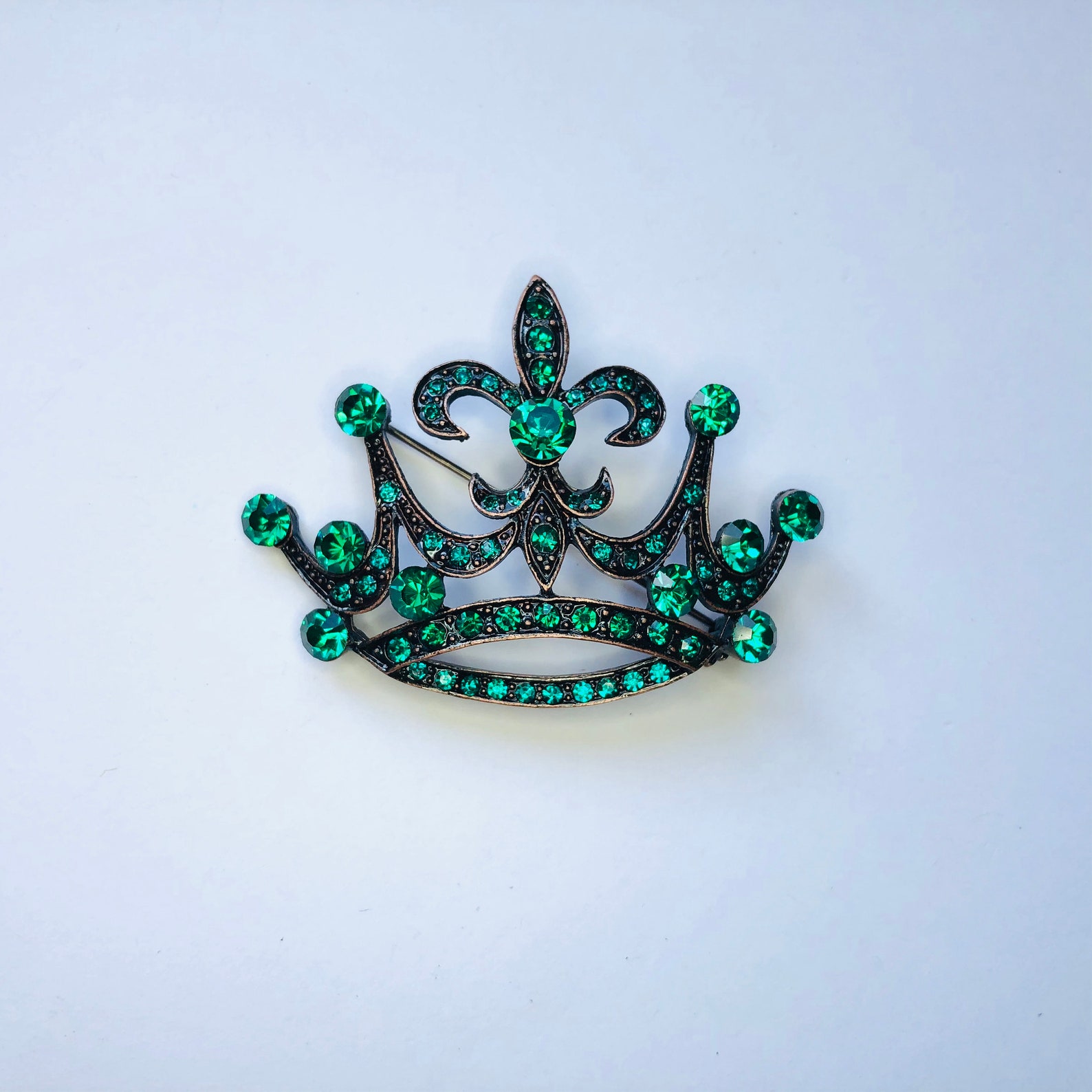 Unique Green Rhinestone Princess Queen Royal Vintage Royal Crown ...
