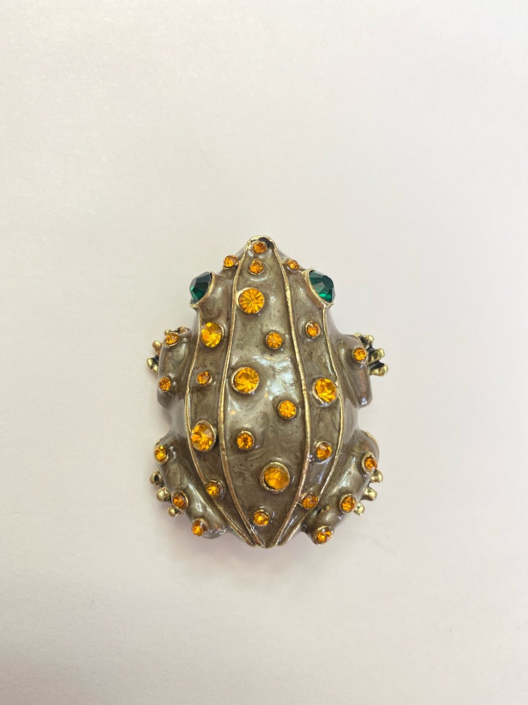 Brown Gold Bumpy Rocket Toad Amphibian Peter's Frog Rhinestone Brooch ...