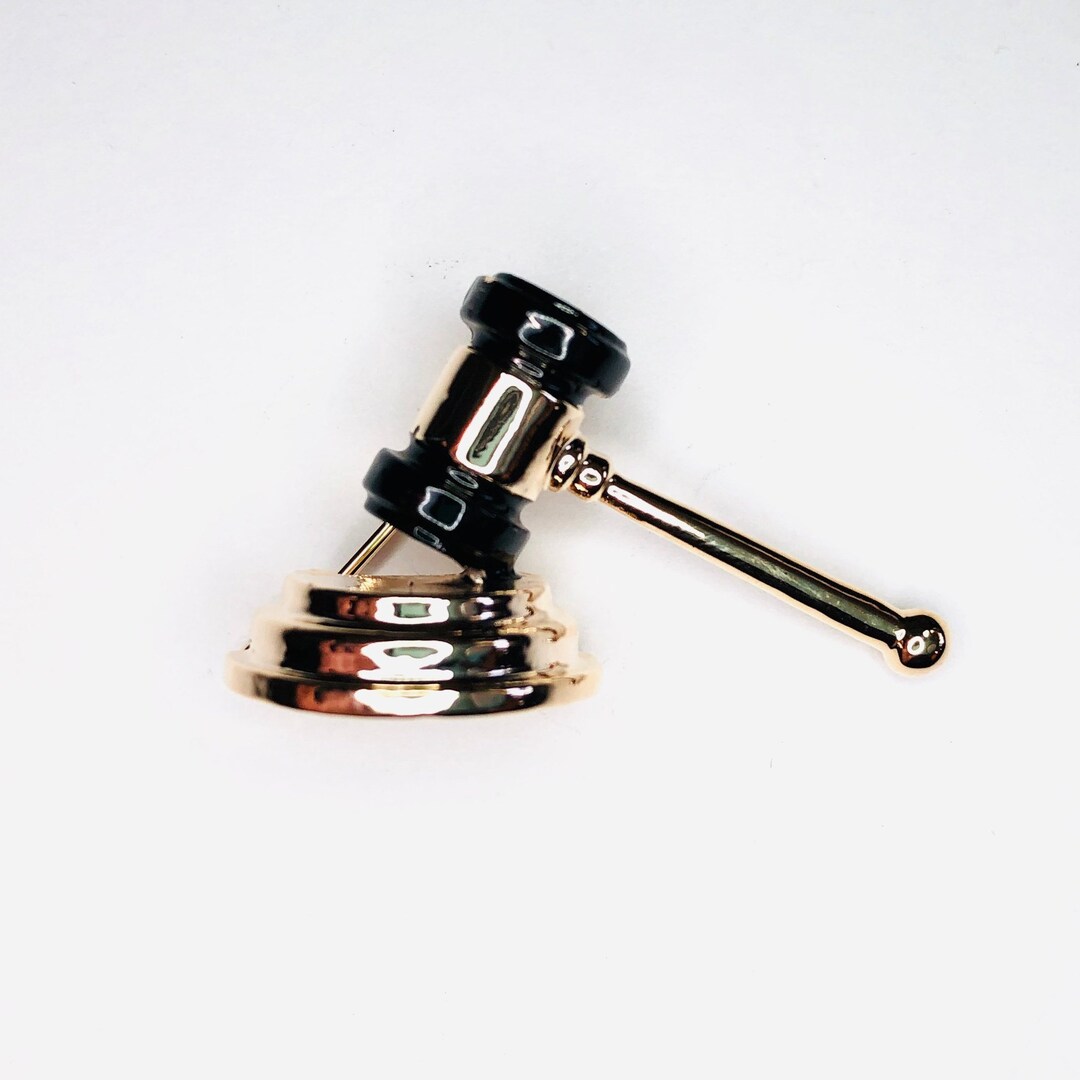 Rose Gold Gavel Court Law Judge Jury Brooch Lapel Pin Jewelry Gift A468 ...