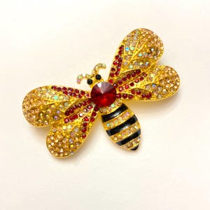 Cute Yellow & Red Crystal Bee Rhinestones Brooch Pin Jewelry Gift Bee ...