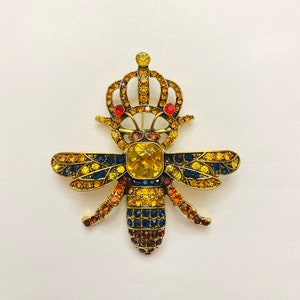 Brooch Large Statement Queen Bee Rhinestone Lapel Pin Jewelry Gift for ...