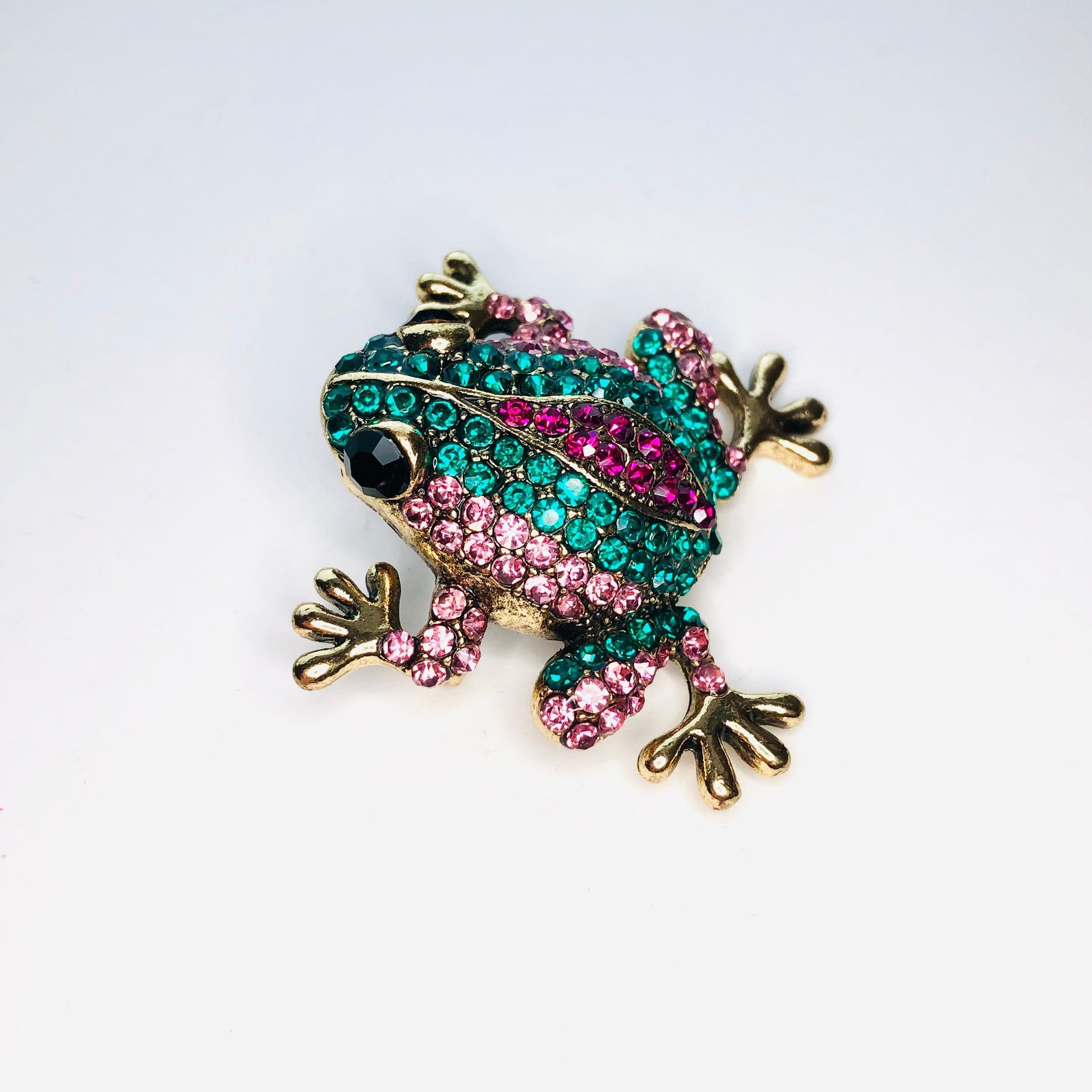 Pink Green Rhinestone Big Belly Frog Amphibian Nature Lake River Animal ...