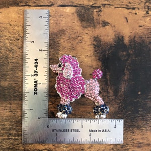 Light and Dark Pink & Black Rhinestone Poodle Brooch/pendant Pin 50's ...