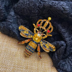 Brooch Large Statement Queen Bee Rhinestone Lapel Pin Jewelry Gift for ...