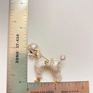 White Poodle Brooch Lapel Pin With Rhinestones Dog Lover Gift 50's ...