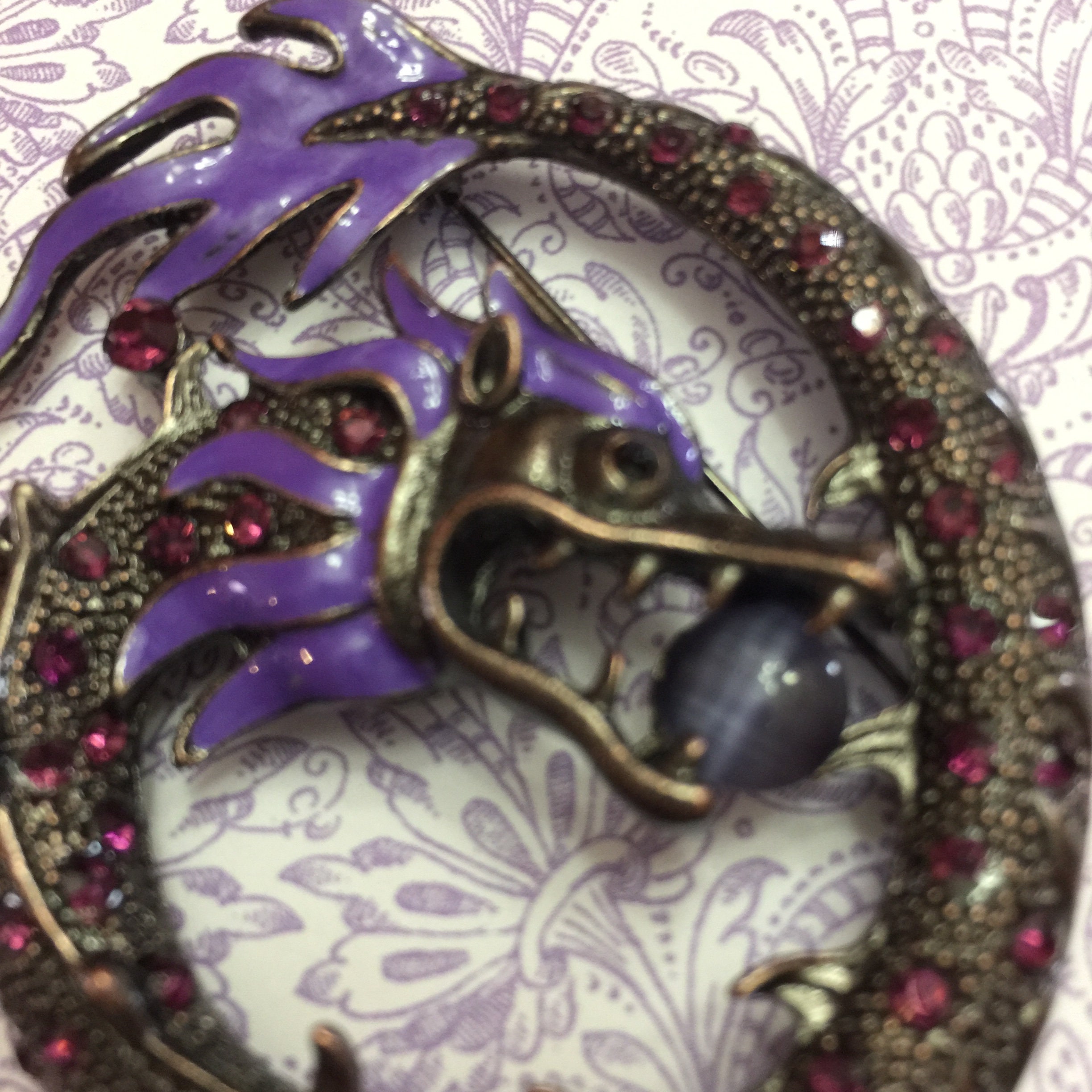 Large Oversize Statement Purple Enamel Dragon Brooch Pin | Etsy