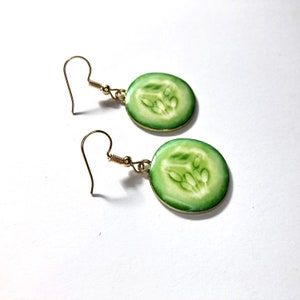 Gold-tone Realistic Cucumber Slices Enamel Vegetable Fruit Food Fun ...