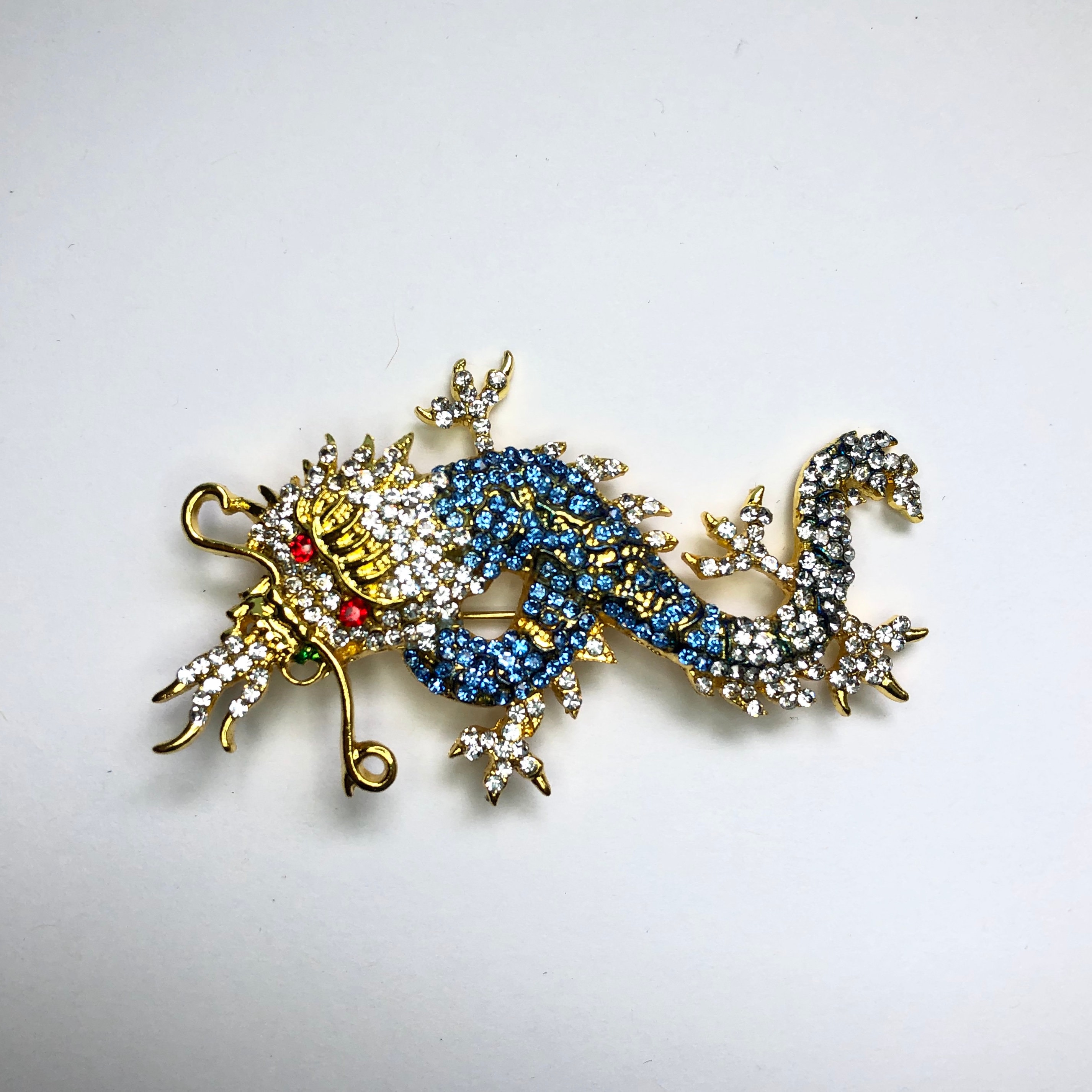 Blue Chinese Rhinestone Dragon Brooch Pin Chinese New Year | Etsy
