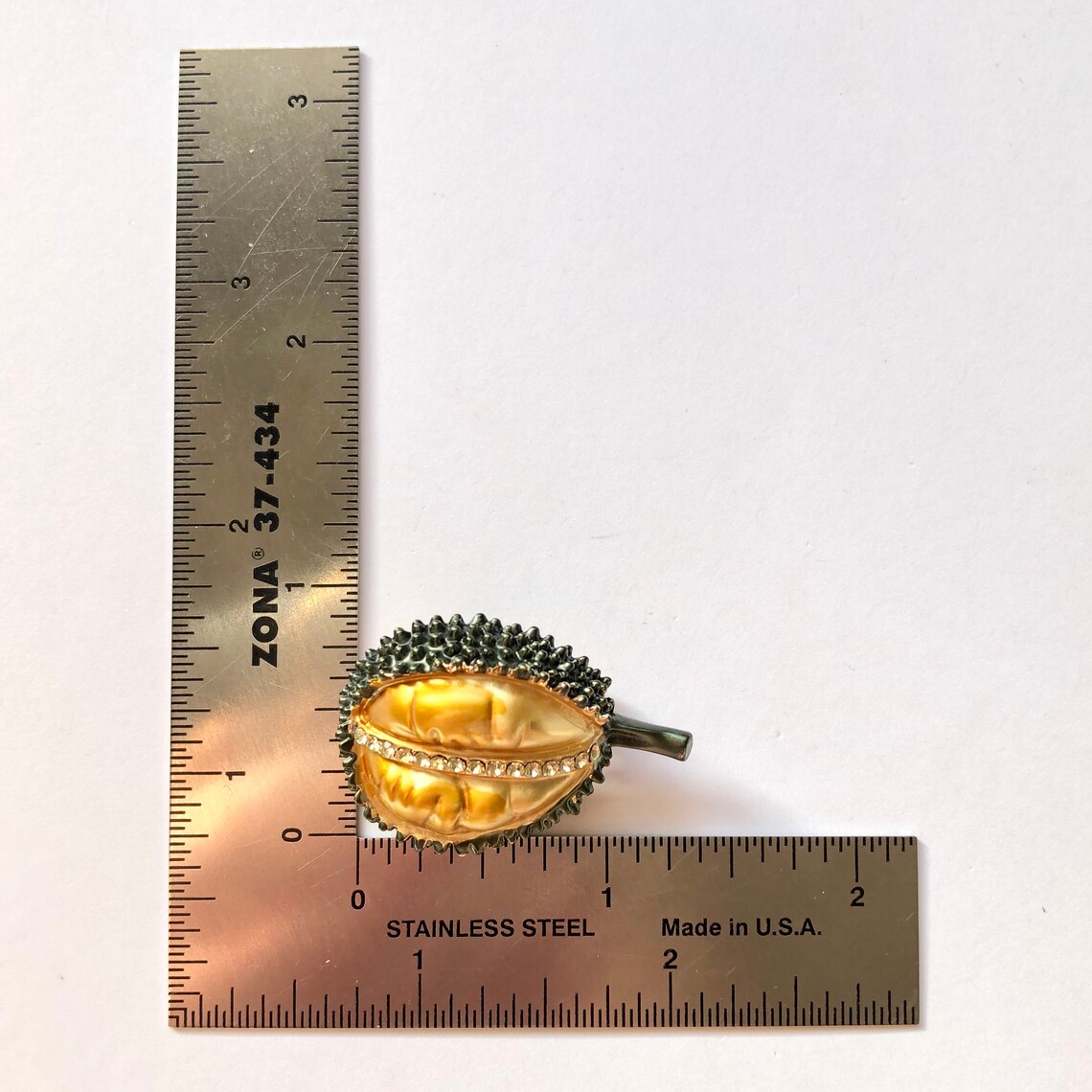 Unique Rose Gold-tone Durian Durio Zibethinus Fruit Fruits Rhinestone ...