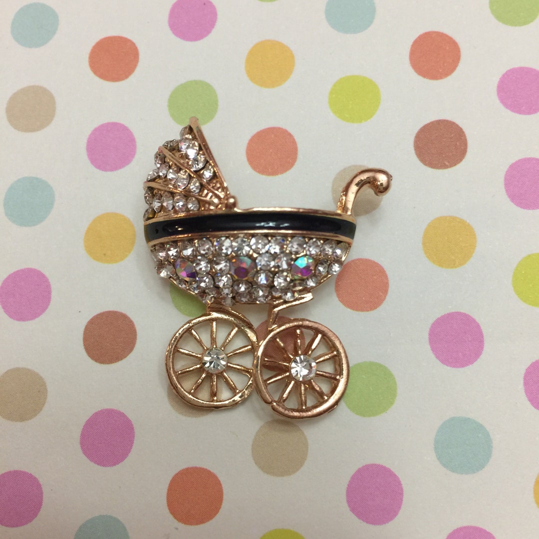 Baby Stroller Carriage Buggy Rhinestone Brooch Lapel Pin Jewelry Baby ...