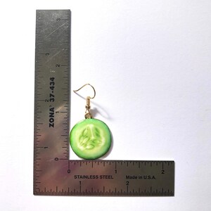 Gold-tone Realistic Cucumber Slices Enamel Vegetable Fruit Food Fun ...