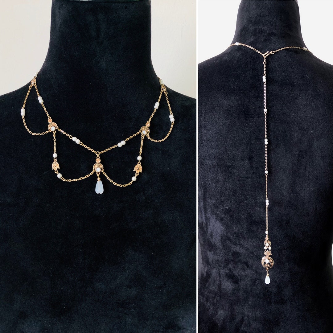 Vintage Inspired Back Drop Rhinestone Pearl and Glass Water Drop Beads ...