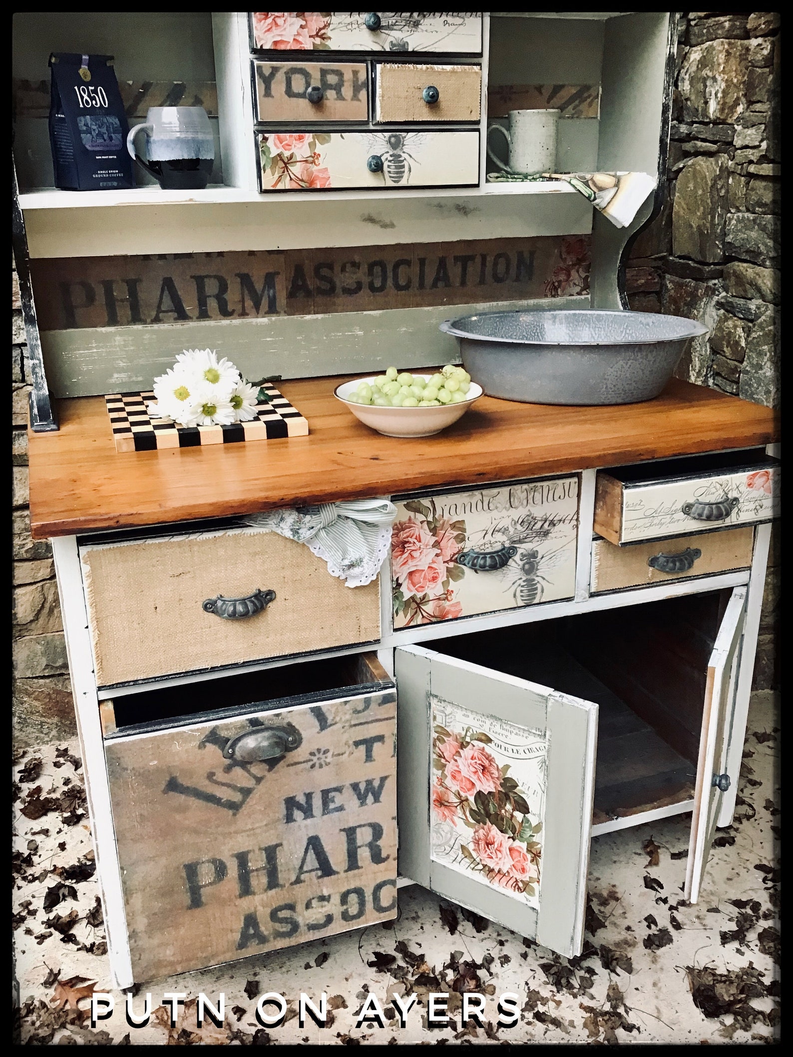 SOLD Rustic Farmhouse Cabin Cottage Bakers Hoosier Cabinet - Etsy