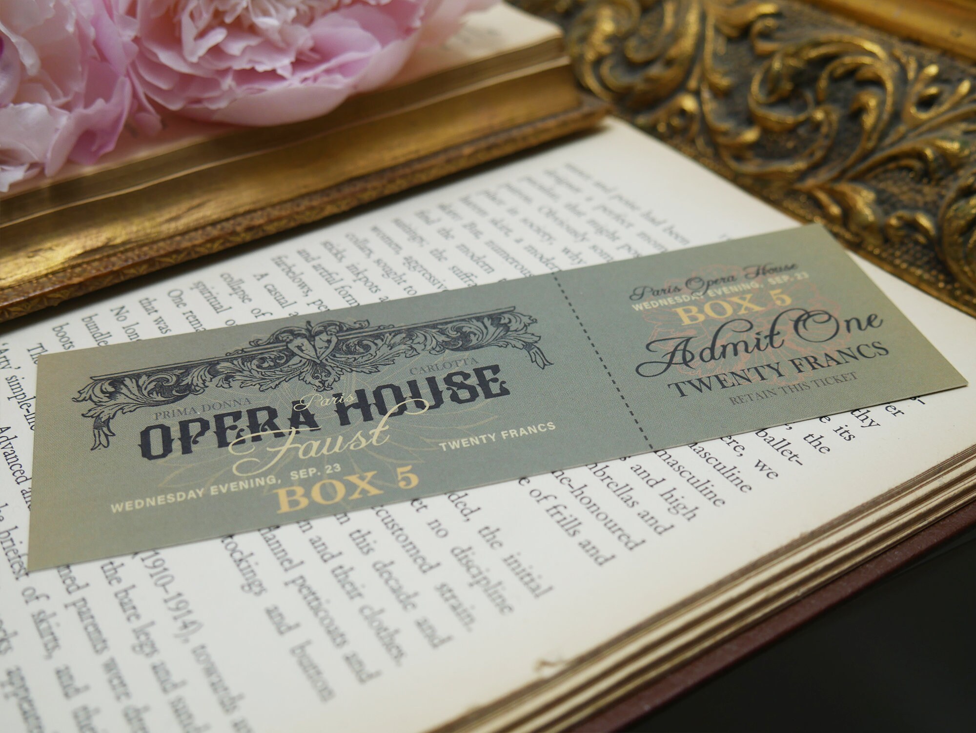 Phantom of the Opera Bookmark Opera Ticket for Box 5 - Etsy