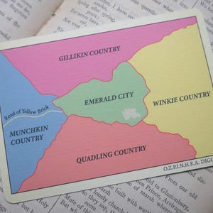 The Wizard of Oz County Map Bookmark - Etsy