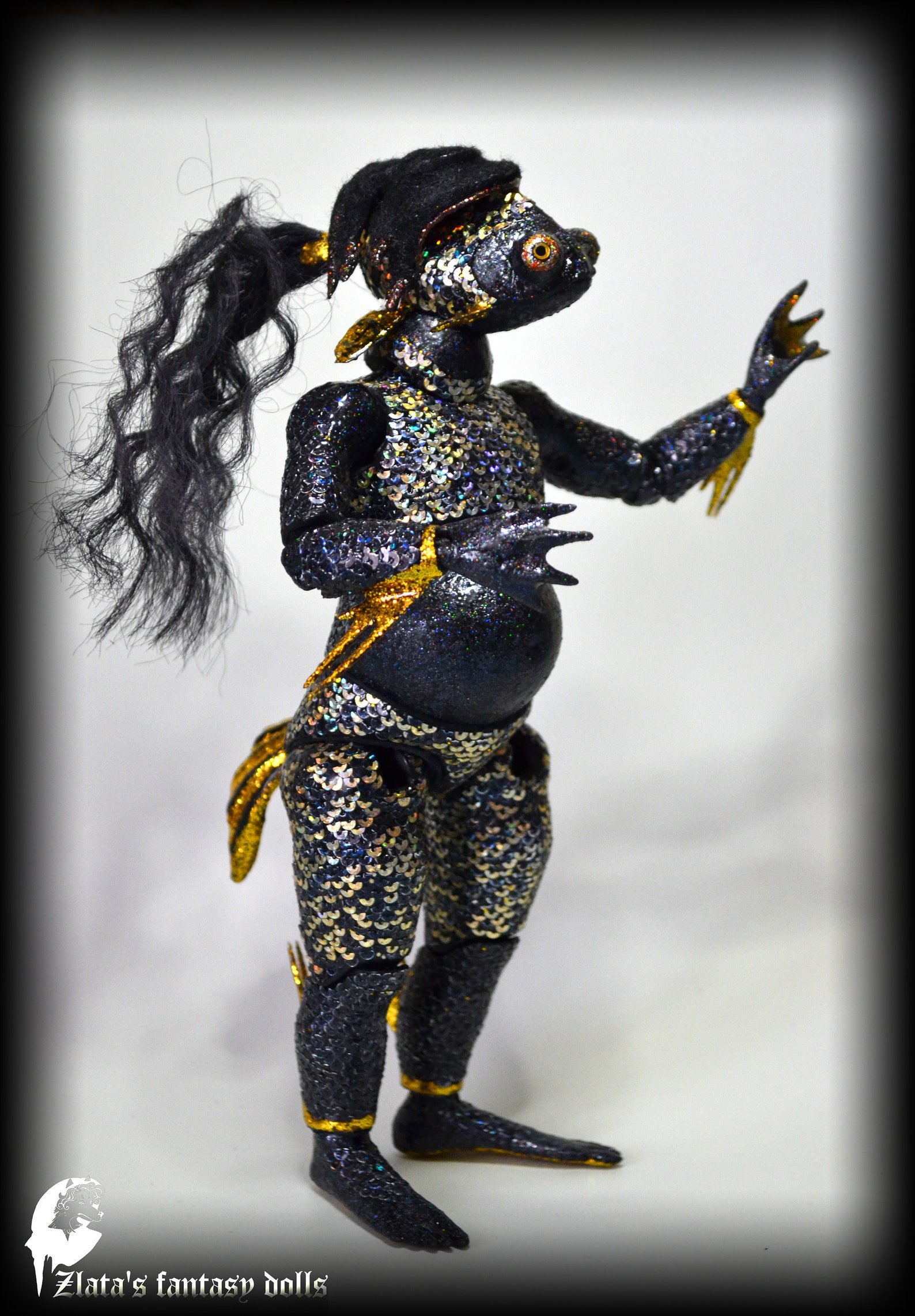 BJD Furry black moor goldfish Fantasy animal bjd Handmade | Etsy
