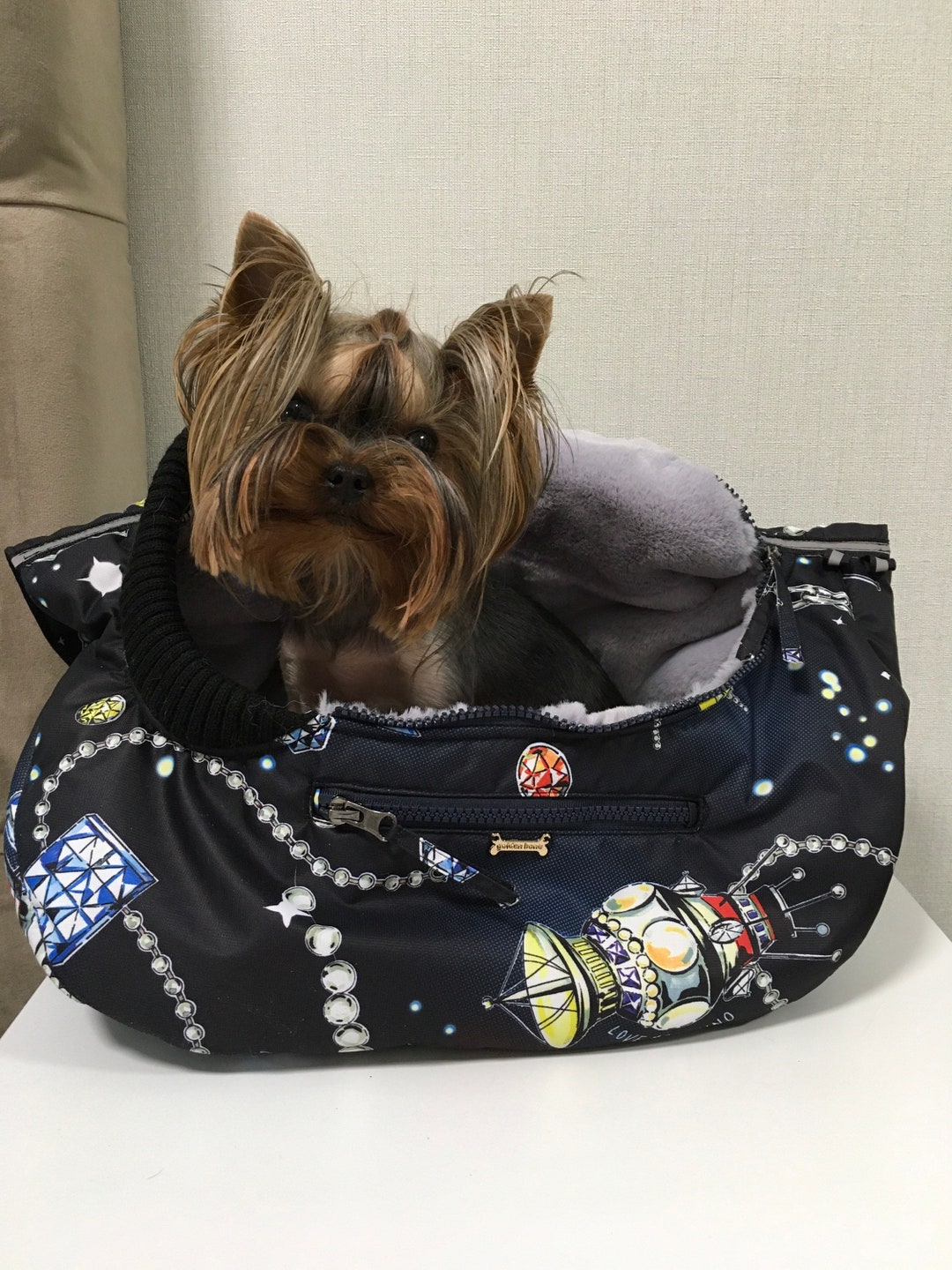 Puppy Carrier Bag With Eco Fur , Teacup Chihuahua Eco Fur Sling, Front ...