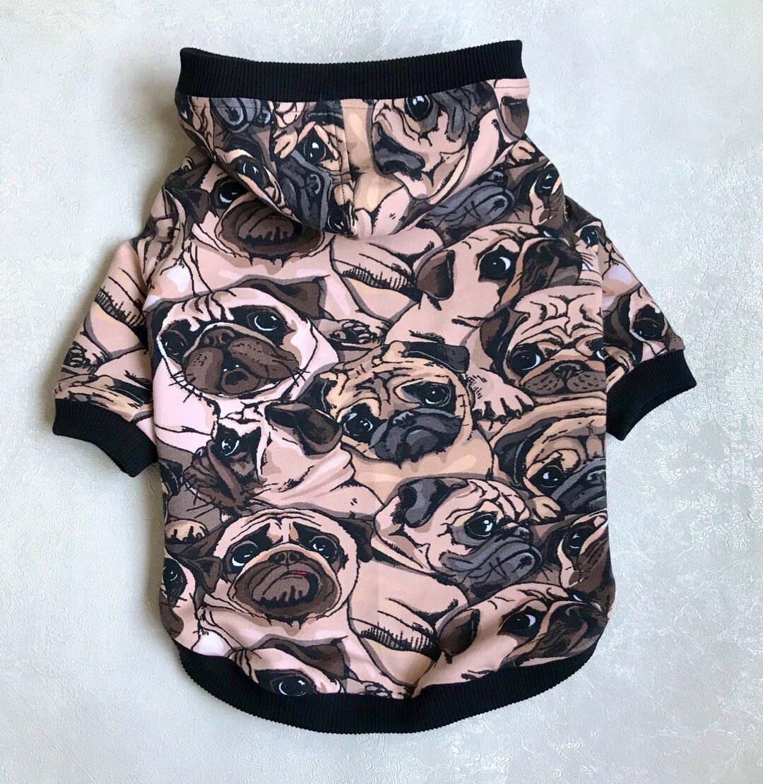 Pug Hoodie Organic Cotton With Dog Face , French Bulldog/pug Dog ...