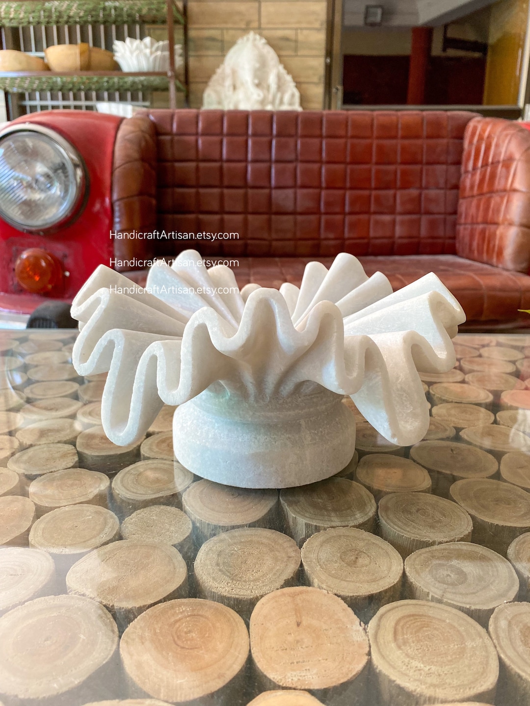 Decorative Marble Scallop Bowl , Ruffled Marble Bowl, Flower Bowl ...