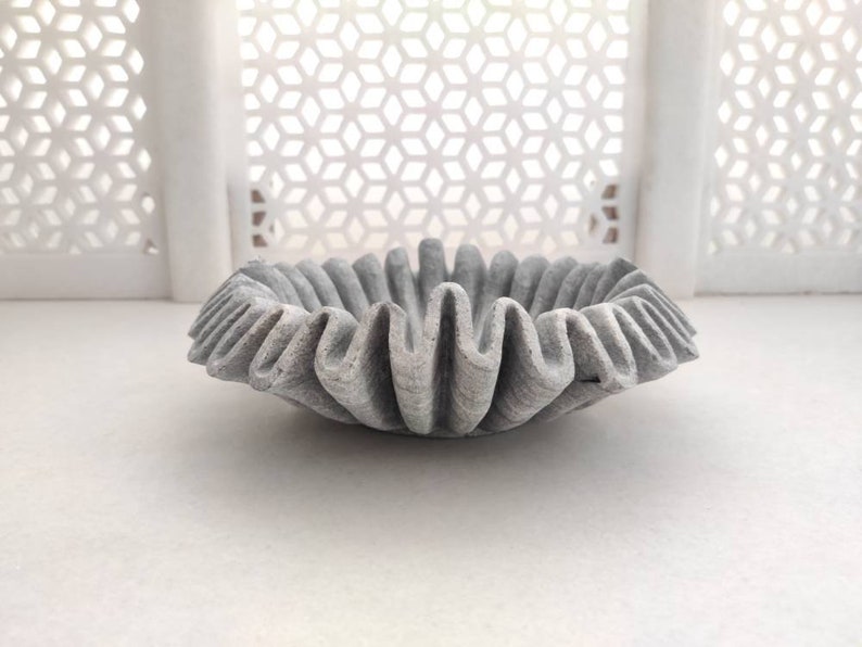 Natural Marble Vintage Bowl Ruffled Marble Bowl Scallop | Etsy