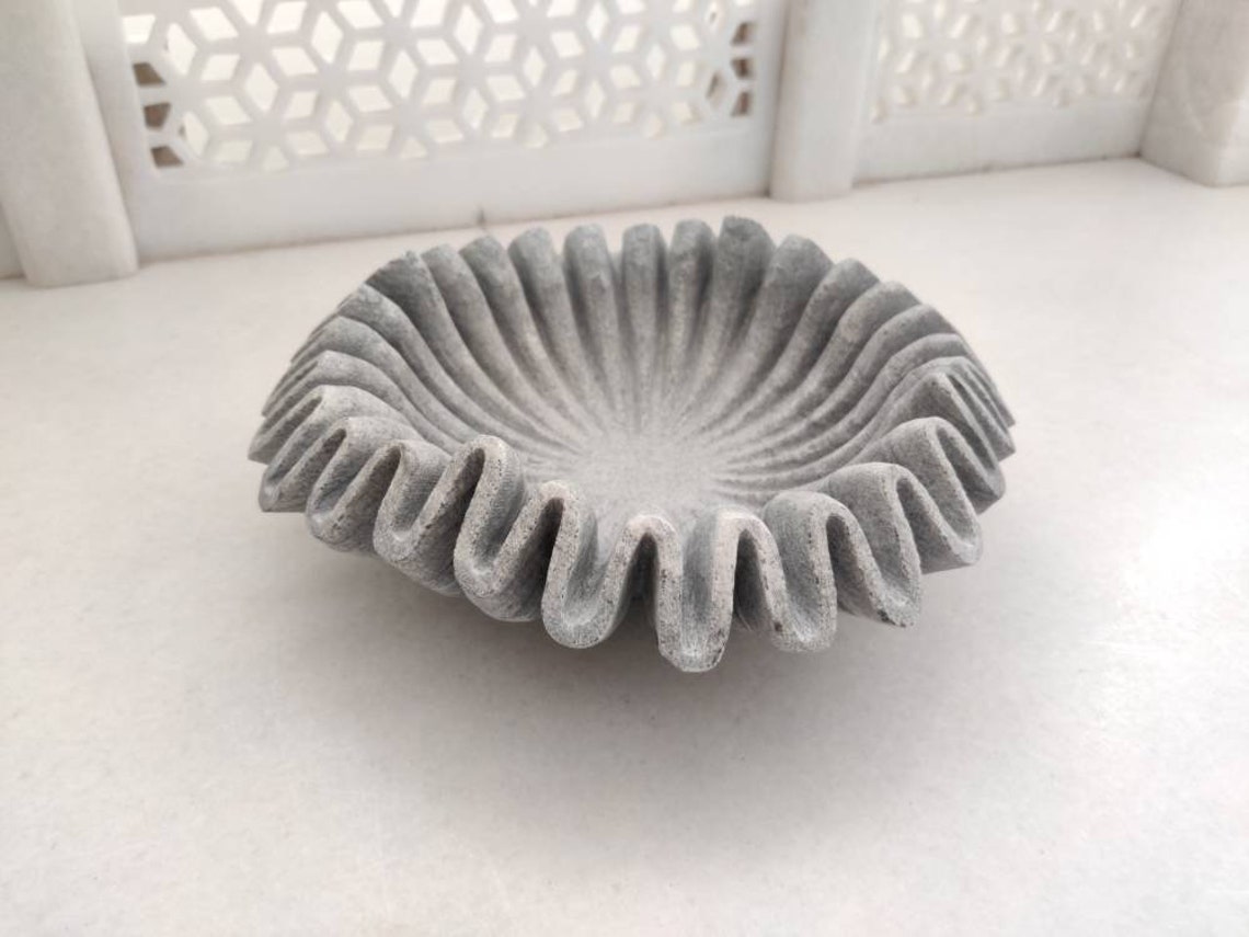 Natural Marble Vintage Bowl Ruffled Marble Bowl Scallop | Etsy