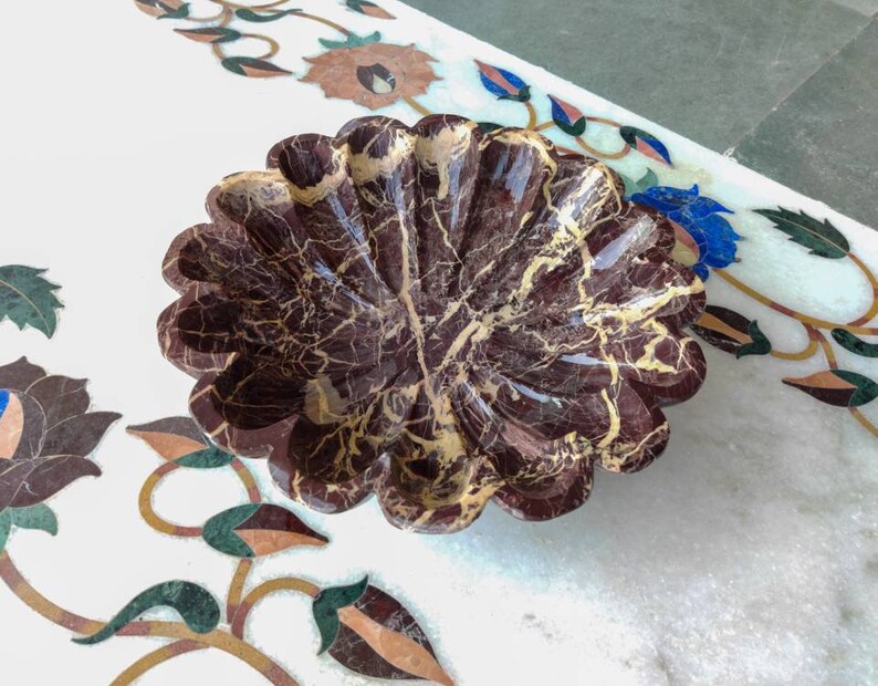 Decorative Marble Bowl, Flower Bowl , Hand Carved Marble Bowl , Lotus ...