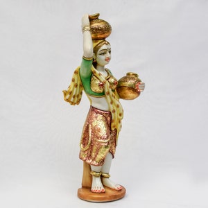 100% Natural White Marble Hand Carved Famous Indian Lady Statue ...