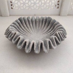 Natural Marble Vintage Bowl Ruffled Marble Bowl Scallop - Etsy