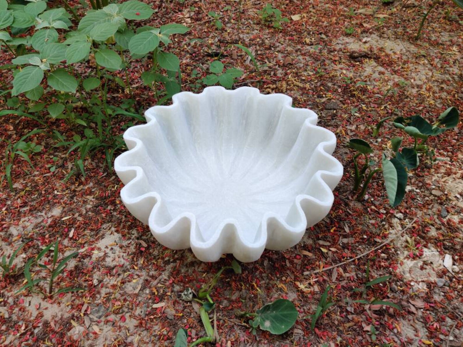 Jumbo Decorative Marble Scallop Bowl Ruffled Marble Bowl - Etsy
