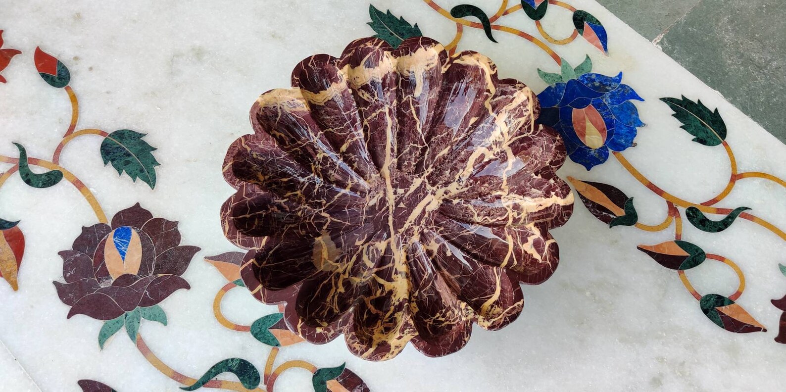 Decorative Marble Bowl, Flower Bowl , Hand Carved Marble Bowl , Lotus ...