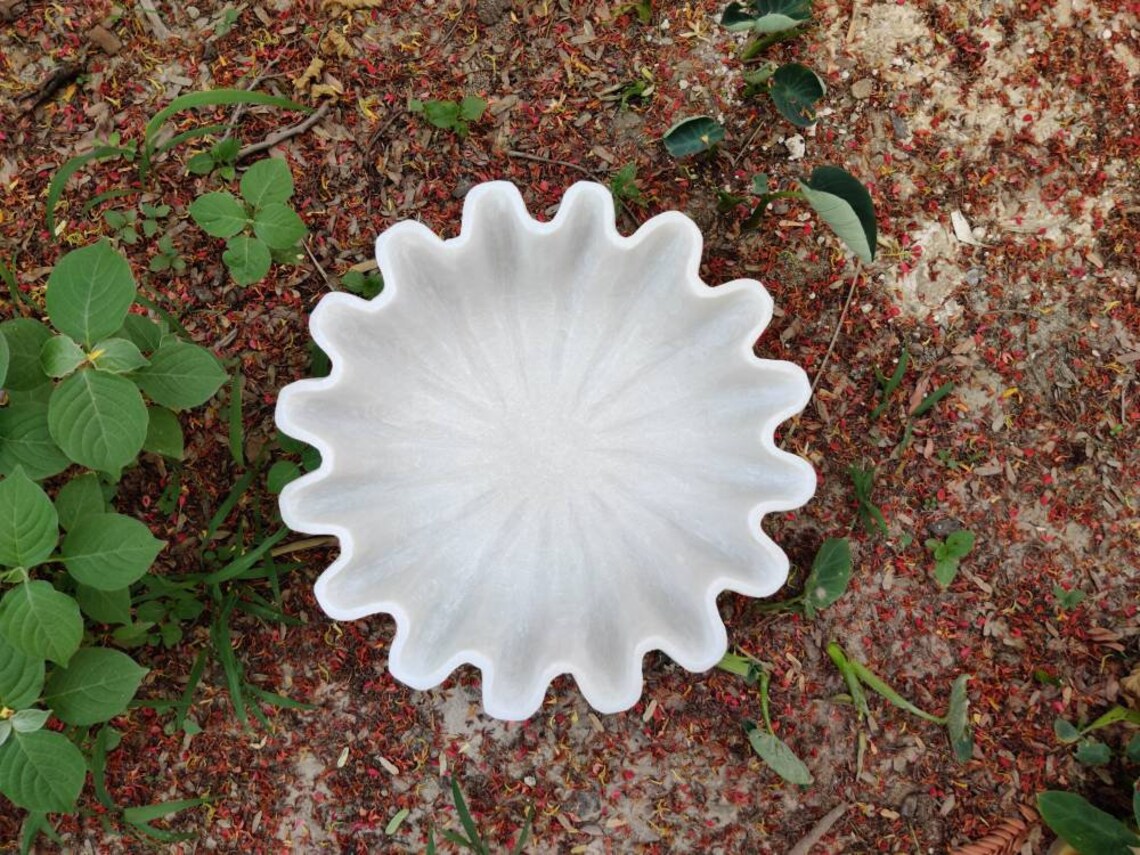 Jumbo Decorative Marble Scallop Bowl Ruffled Marble Bowl | Etsy
