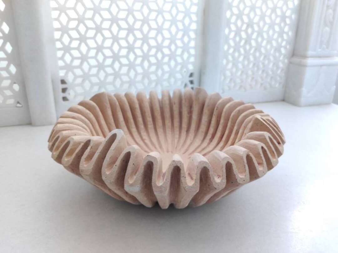 Handcrafted Marble Ruffle Bowl / Antique Scallop Bowl / Fruit Bowl ...