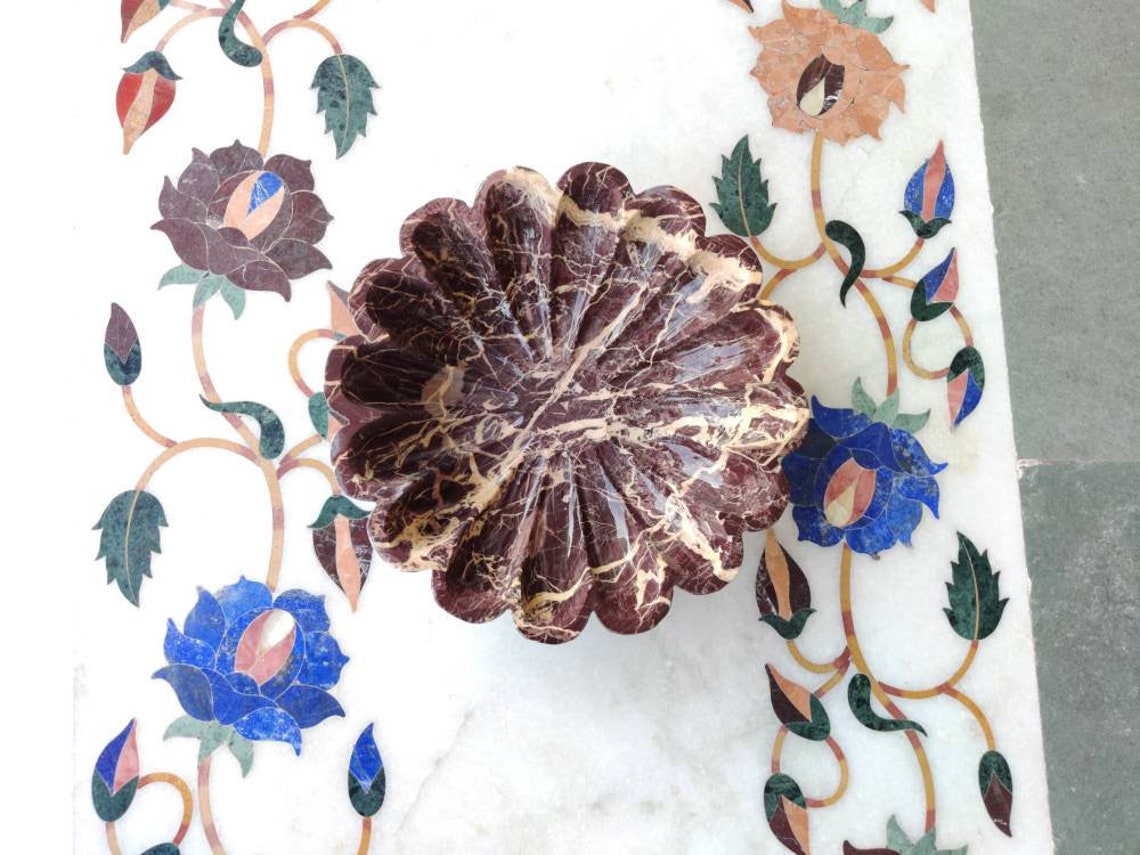 Decorative Marble Bowl, Flower Bowl , Hand Carved Marble Bowl , Lotus ...
