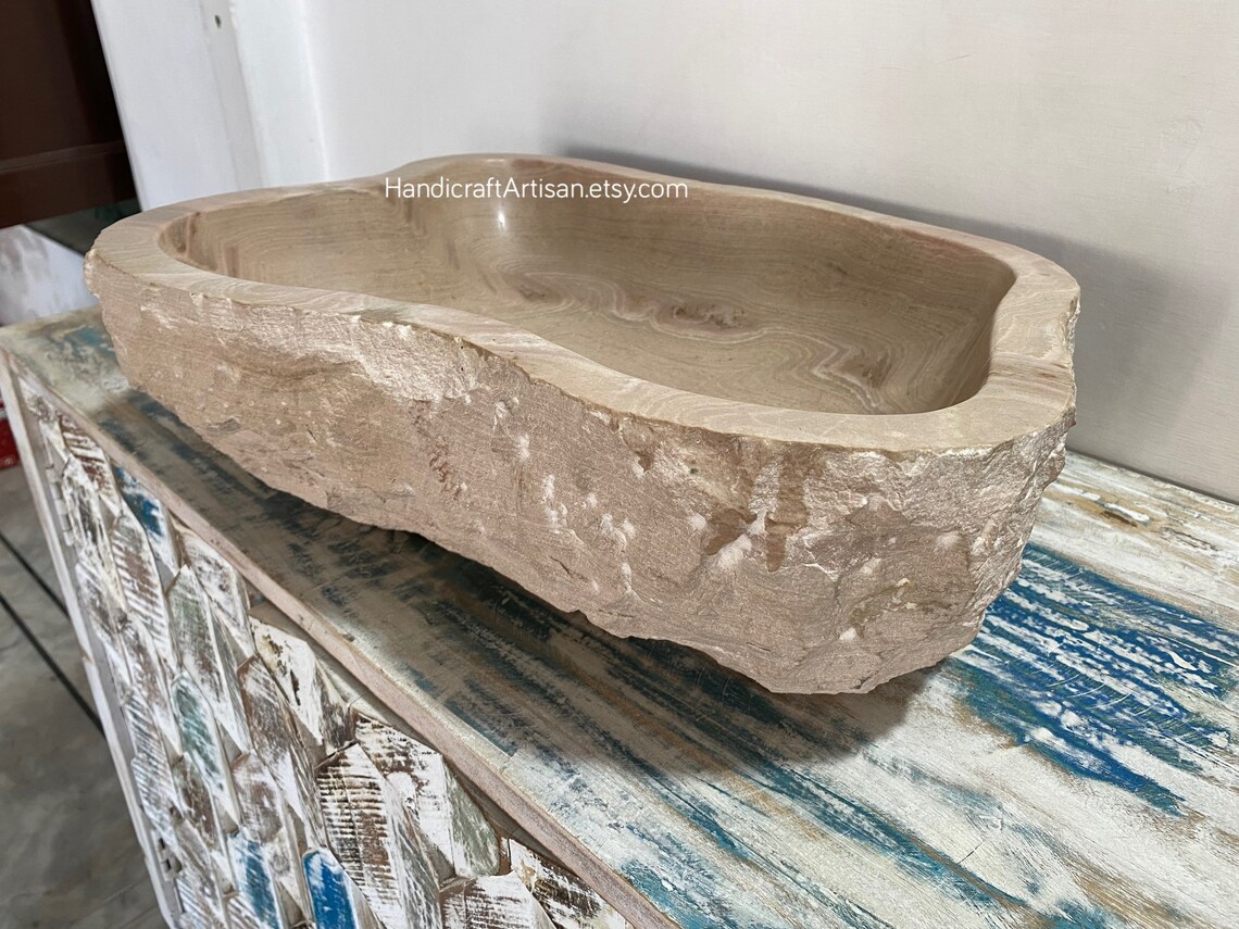 Natural Marble Counter Basin | Handmade Stone Basin | Vanity Sink ...