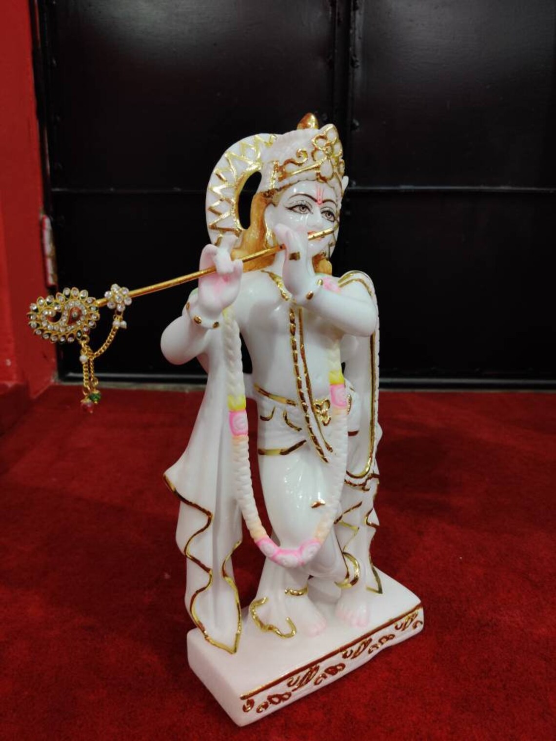 12 Inch (30 Cm) Krishna White Marble Statue , Lord Krishna Statue ...