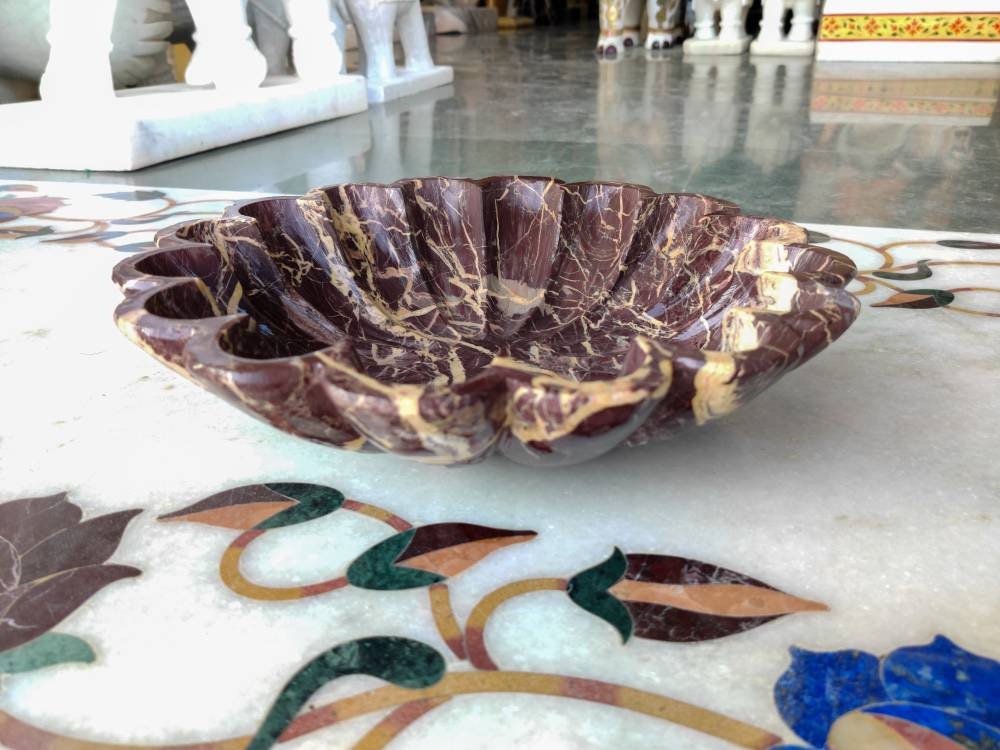 Decorative Marble Bowl, Flower Bowl , Hand Carved Marble Bowl , Lotus ...