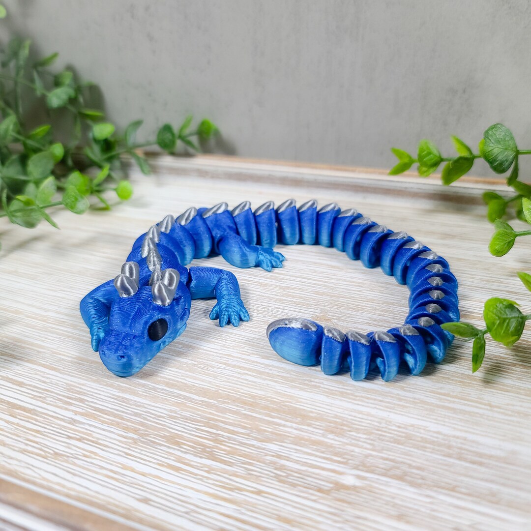 Blue and Silver Dragon, Articulated Dragon, Flexi Dragon, Zou3d - Etsy