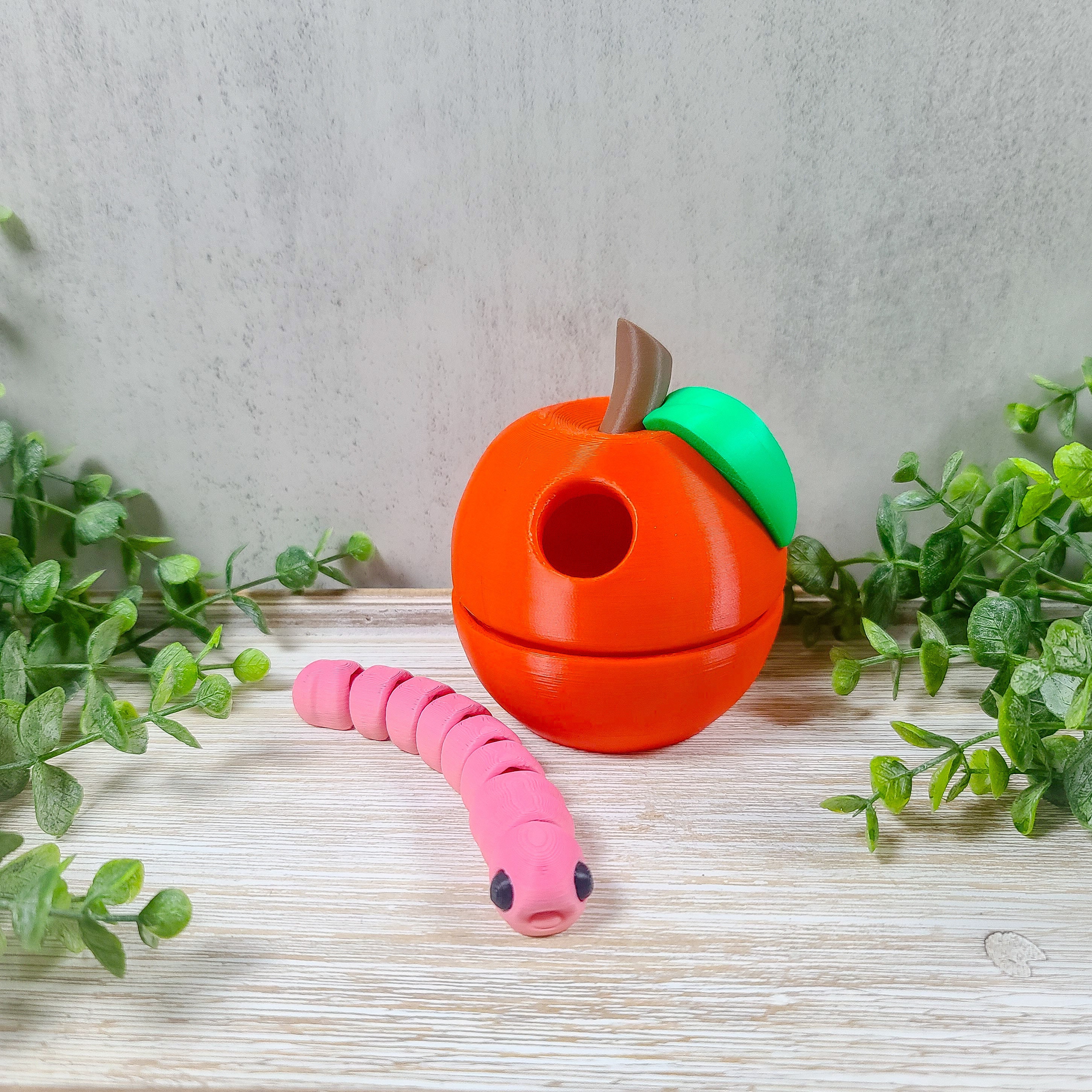 Apple Container With Flexi Worm, Worm and Apple - Etsy