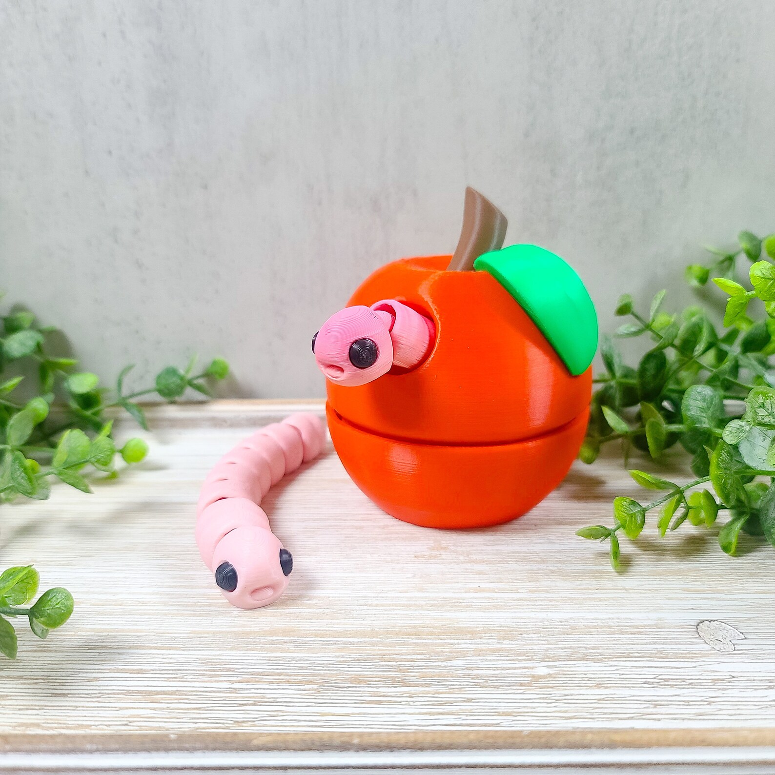 Apple Container With Flexi Worm, Worm and Apple - Etsy
