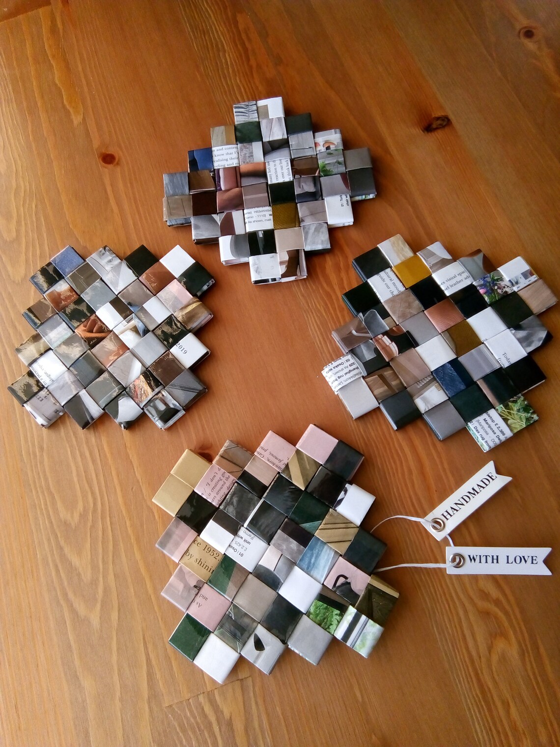 Handmade Recycled Paper Coasters/set of 4/ Unique Coasters - Etsy