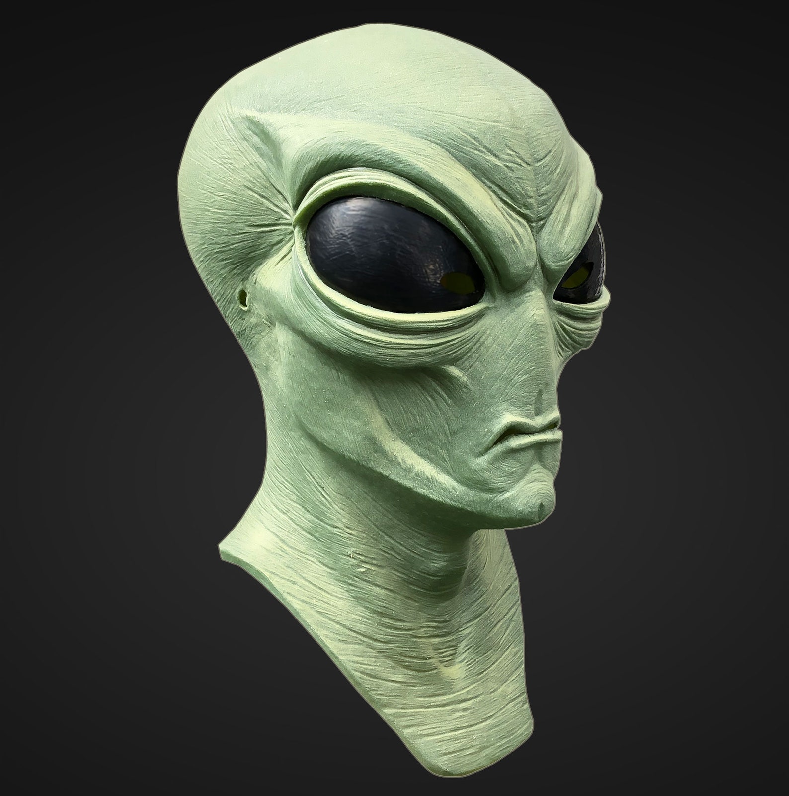 ALIEN Latex Collectors Mask little Green Man WEARABLE Handmade Signed ...