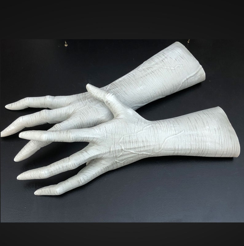 Grey Alien Latex Hands Gloves WEARABLE Handmade Signed - Etsy